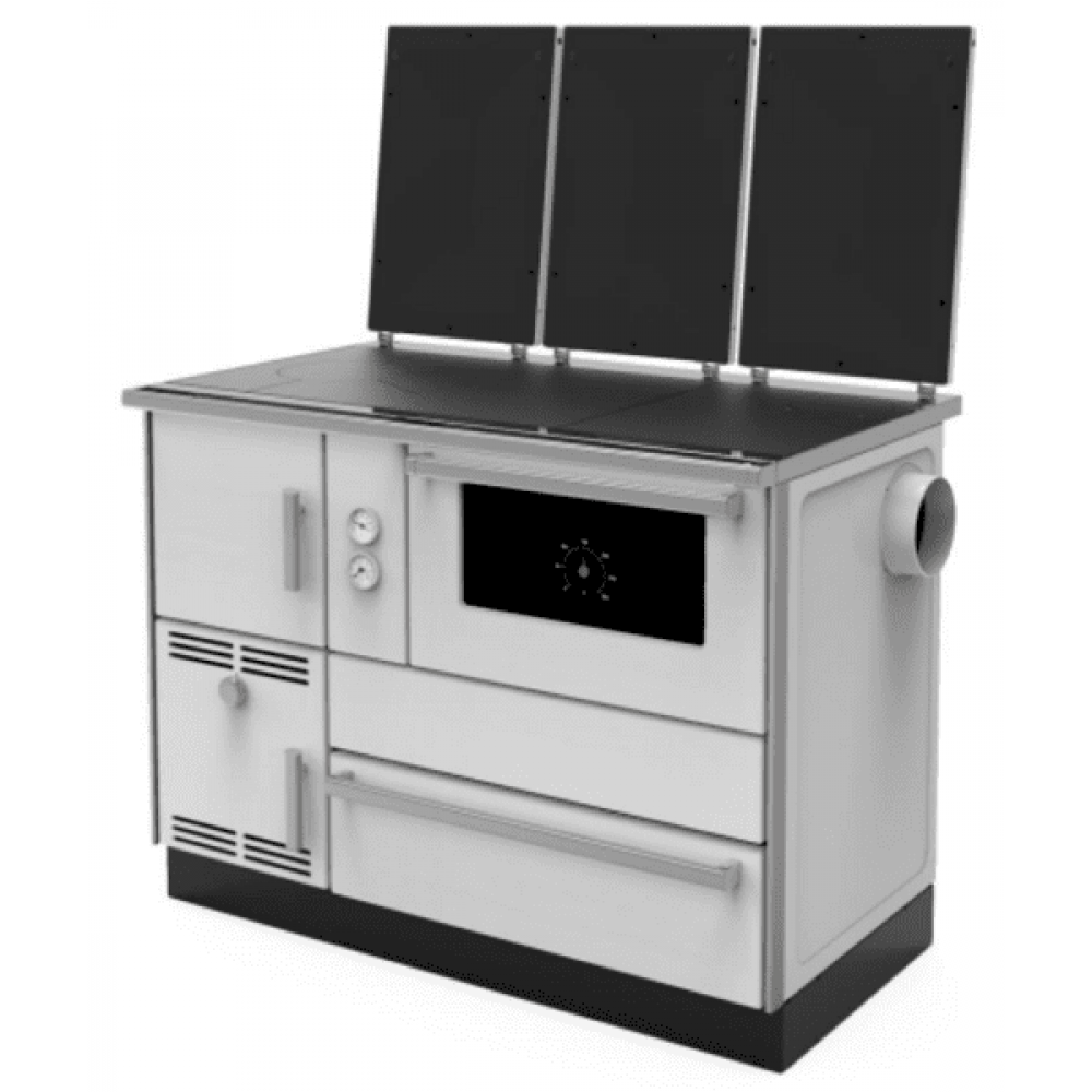 ᐉ Wood cooker stove with back boiler Alfa Plam Alfa Term 35 White-Right, 32kW – Top Prices ...