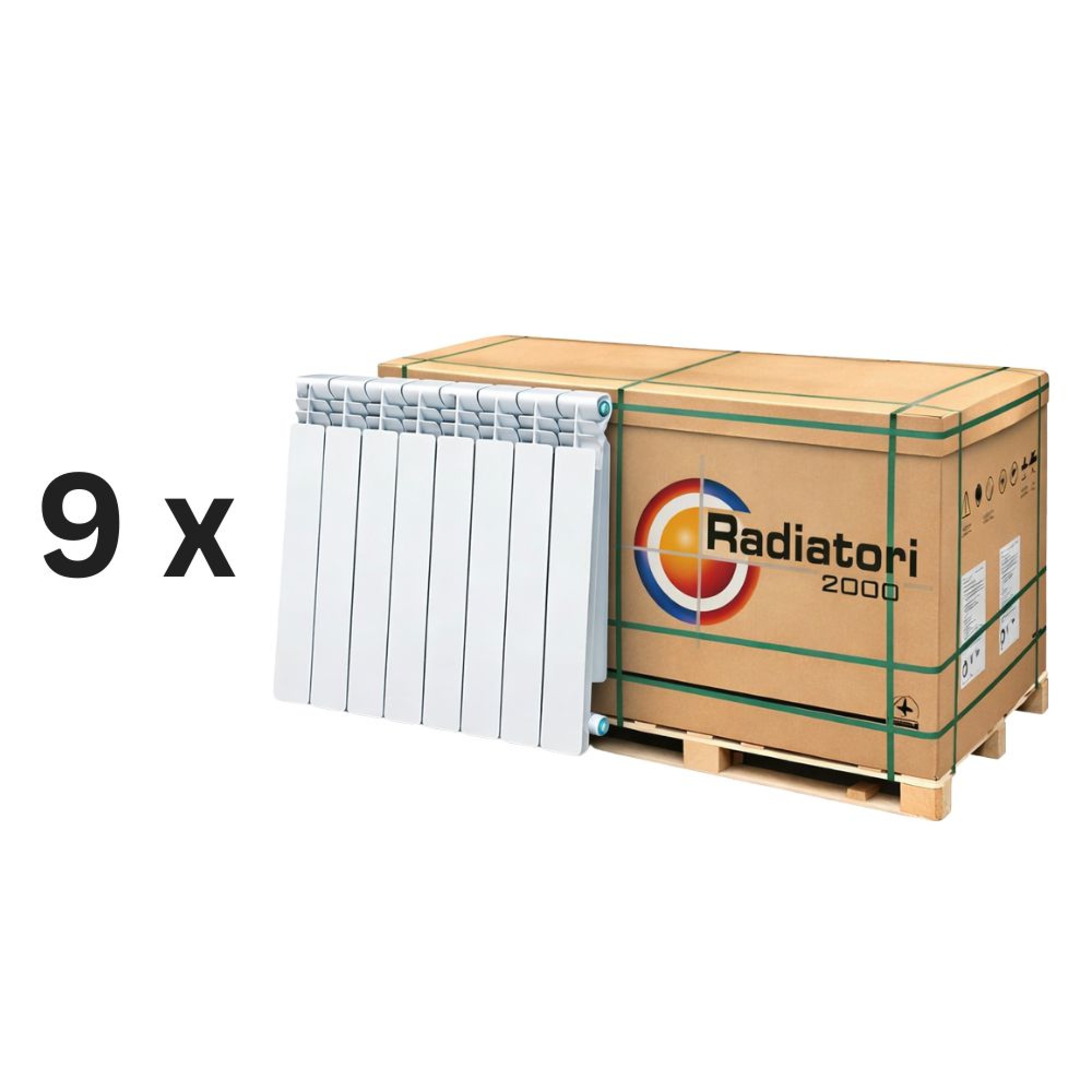 Complete Set of Aluminium Radiators Helyos Evo H500, 9 pcs x 10 ...