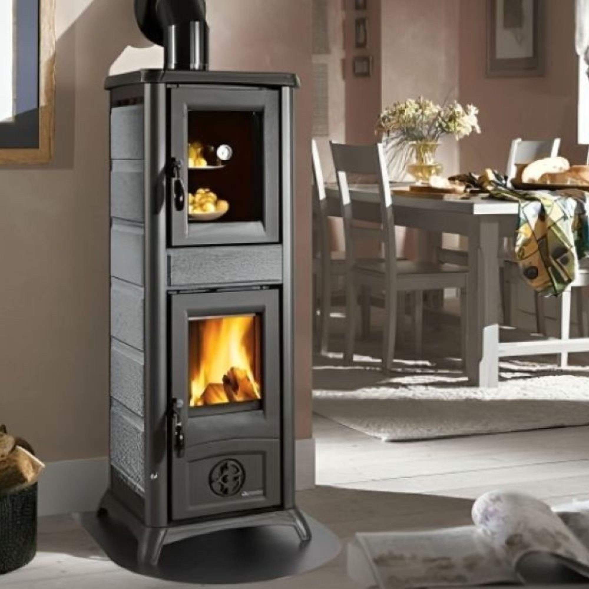 Italian wood burning stove with oven La Nordica Gemma Forno 5.0 natural ...
