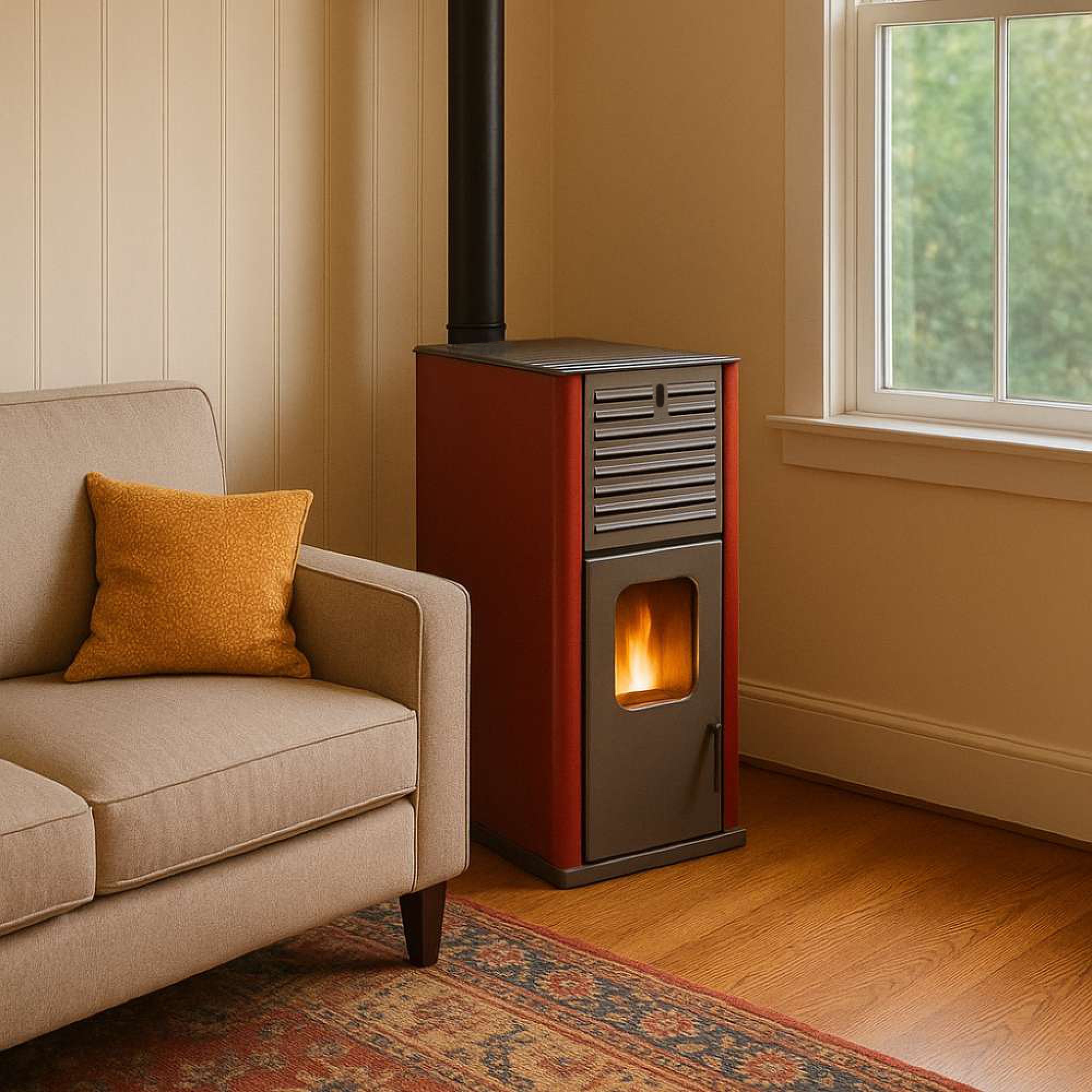 Pellet stove with back boiler Mytherm IOLI TS 27 red, 29.5kW – Best ...