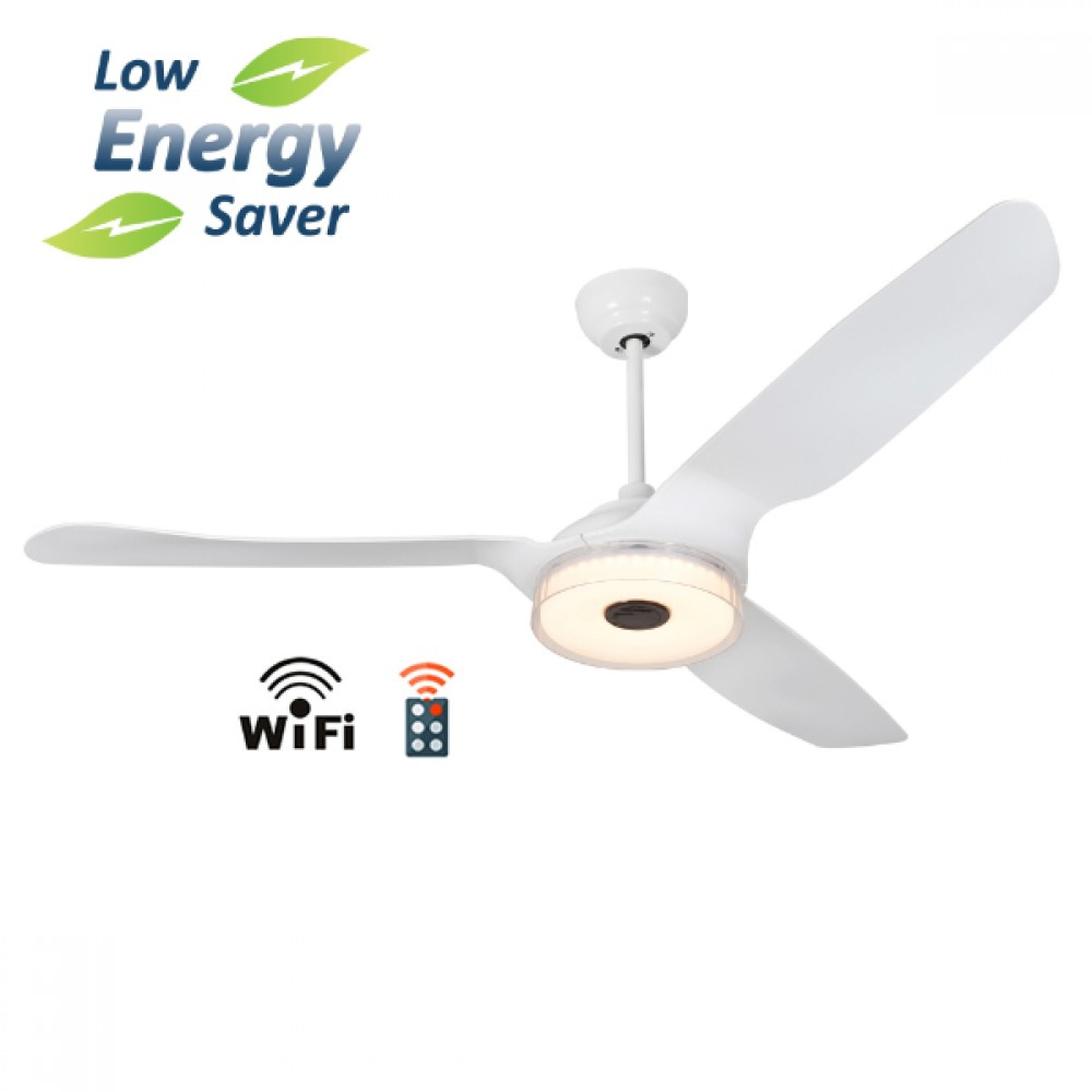 Ceiling fan with Wi-Fi and remote control Telemax CES603FL White, 152cm ...