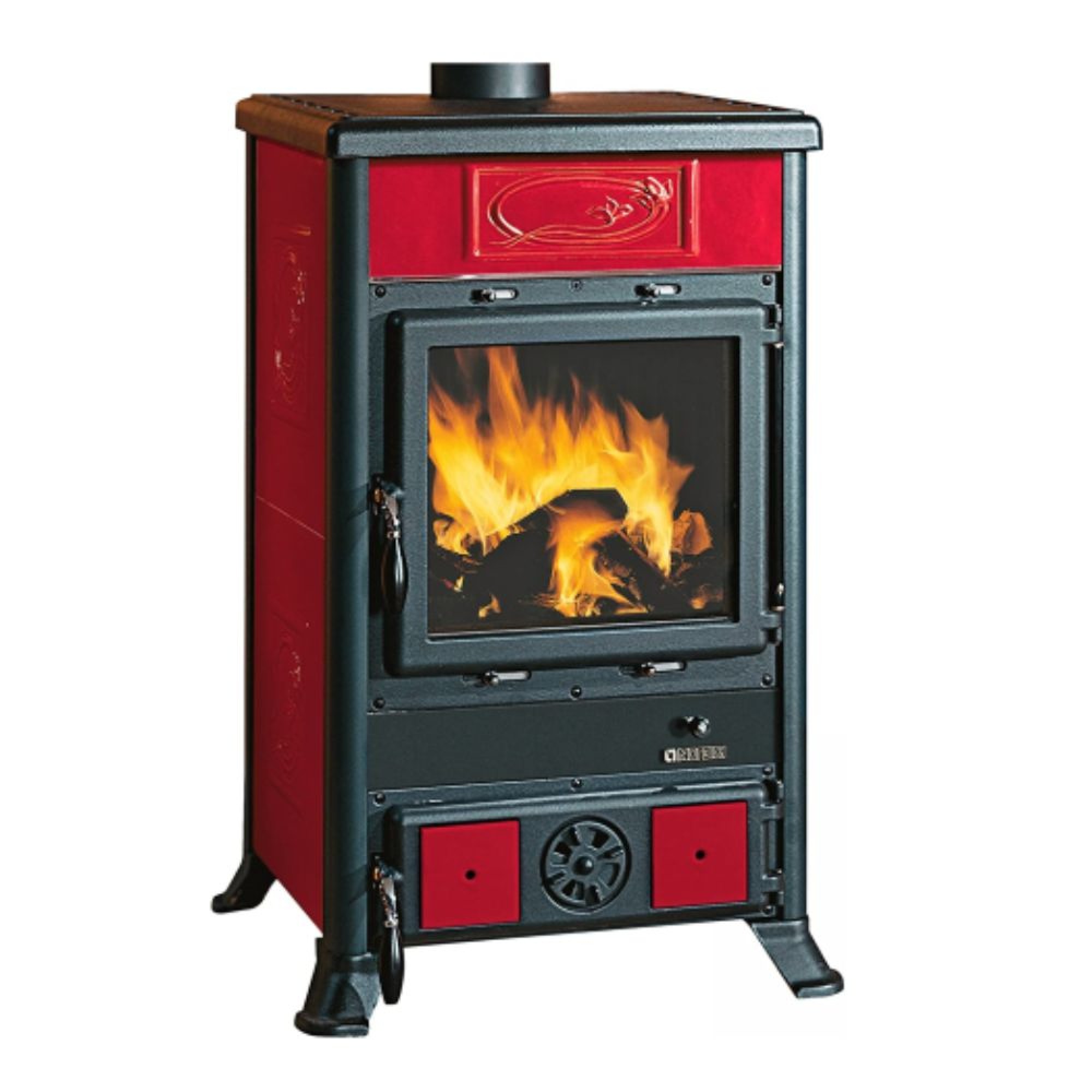 Italian wood burning stove La Nordica Rossella R1 red, 9kW – Best Price ...