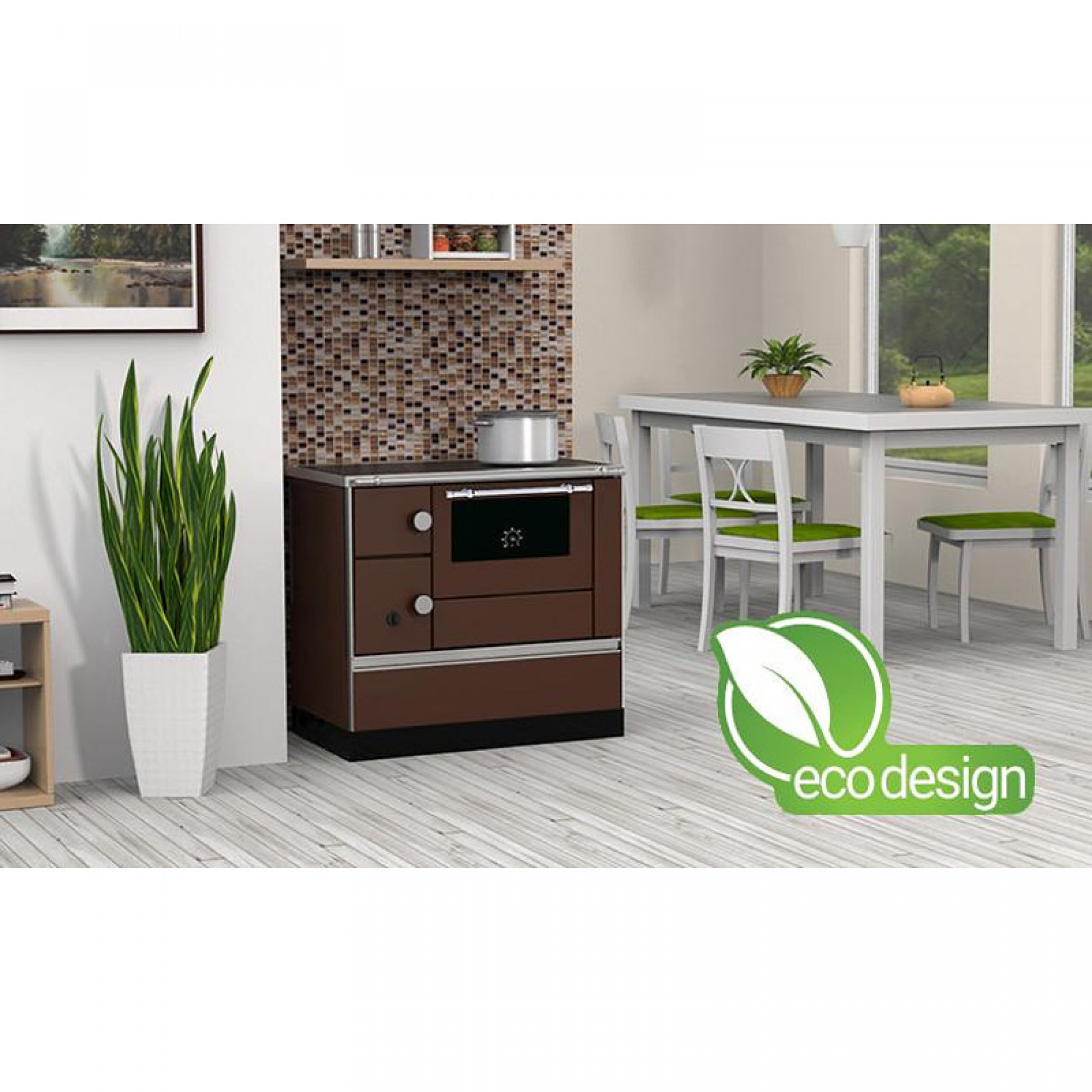 Wood cooker stove Alfa Plam Alfa 90 H Favorit Brown Right, 6.4kW – Best ...