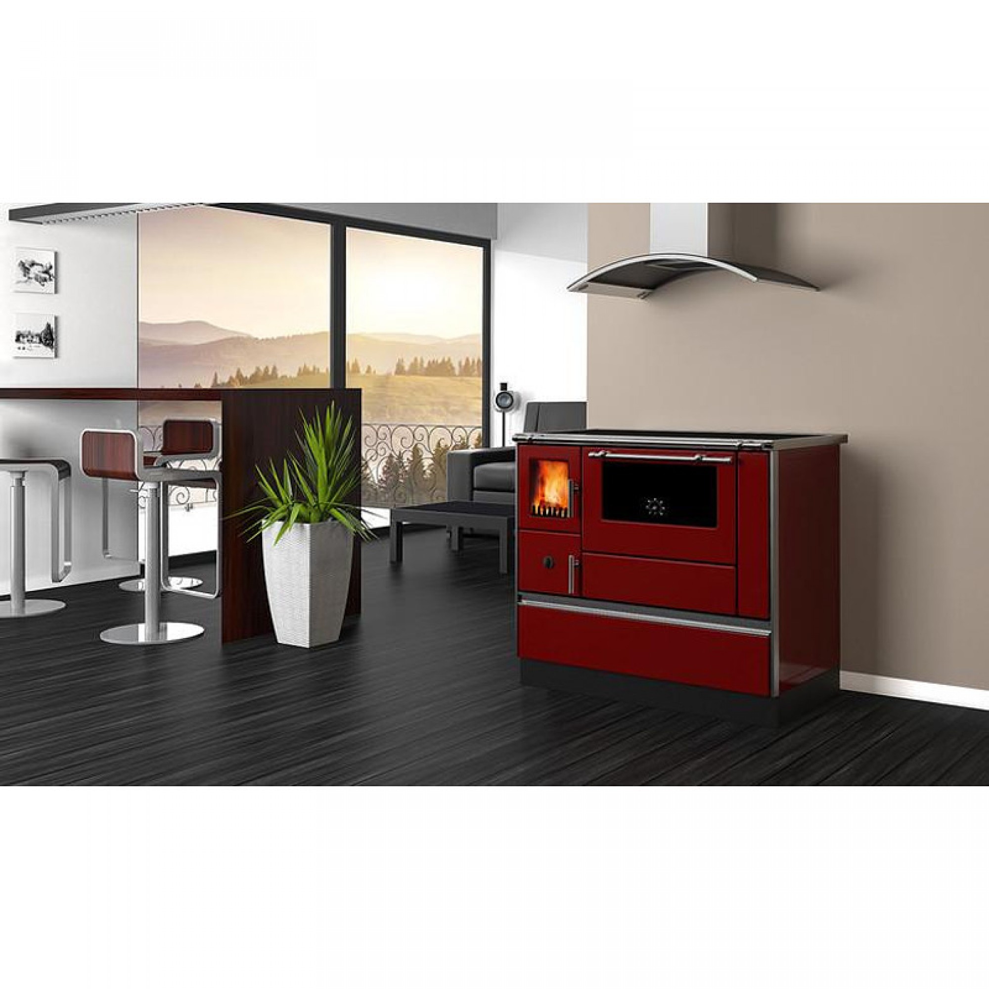 Wood cooker stove Alfa Plam Dominant 90H Red, 6.5kW – Best Price & Free ...
