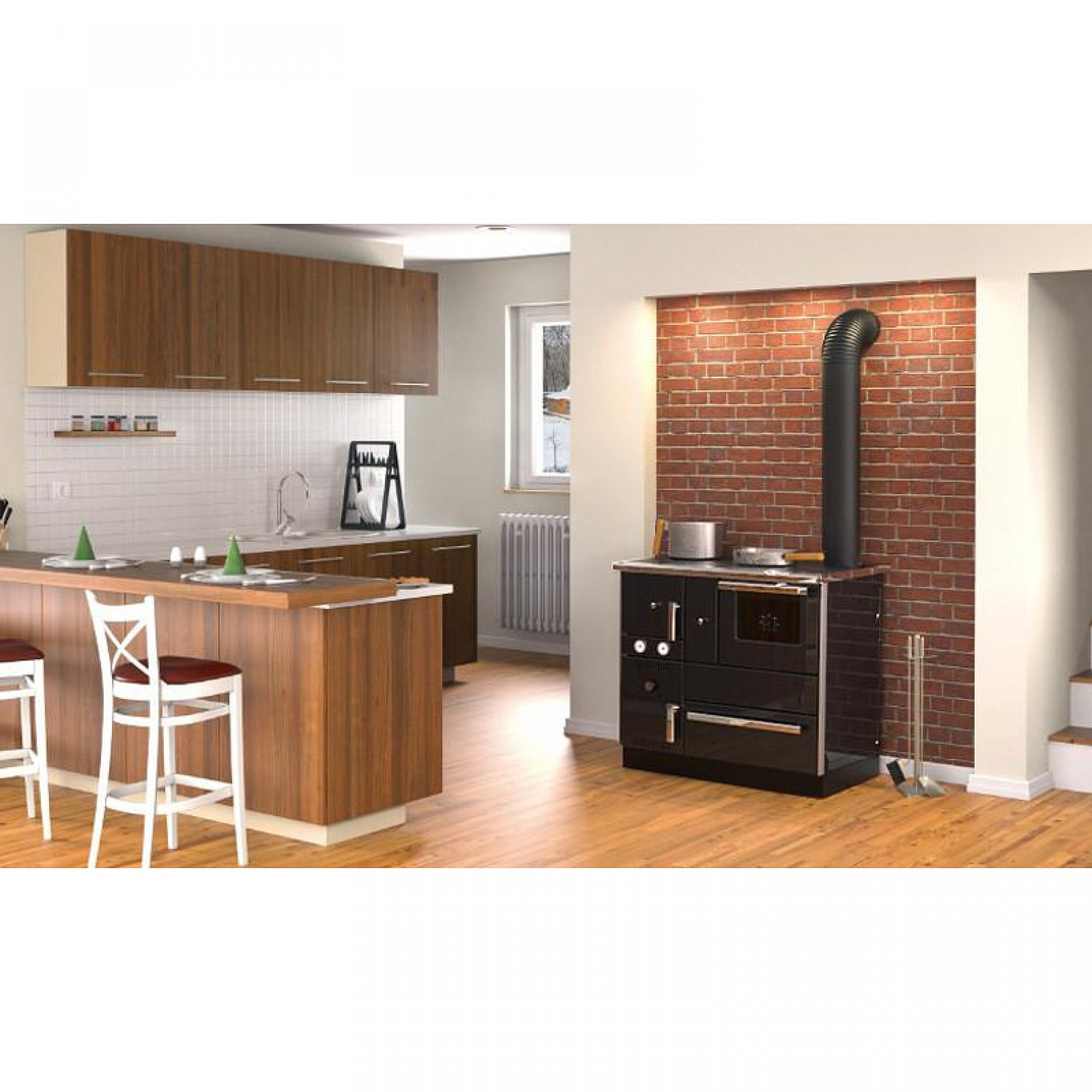 Wood cooker stove with back boiler Alfa Plam Alfa Term 27, 27.56kW ...