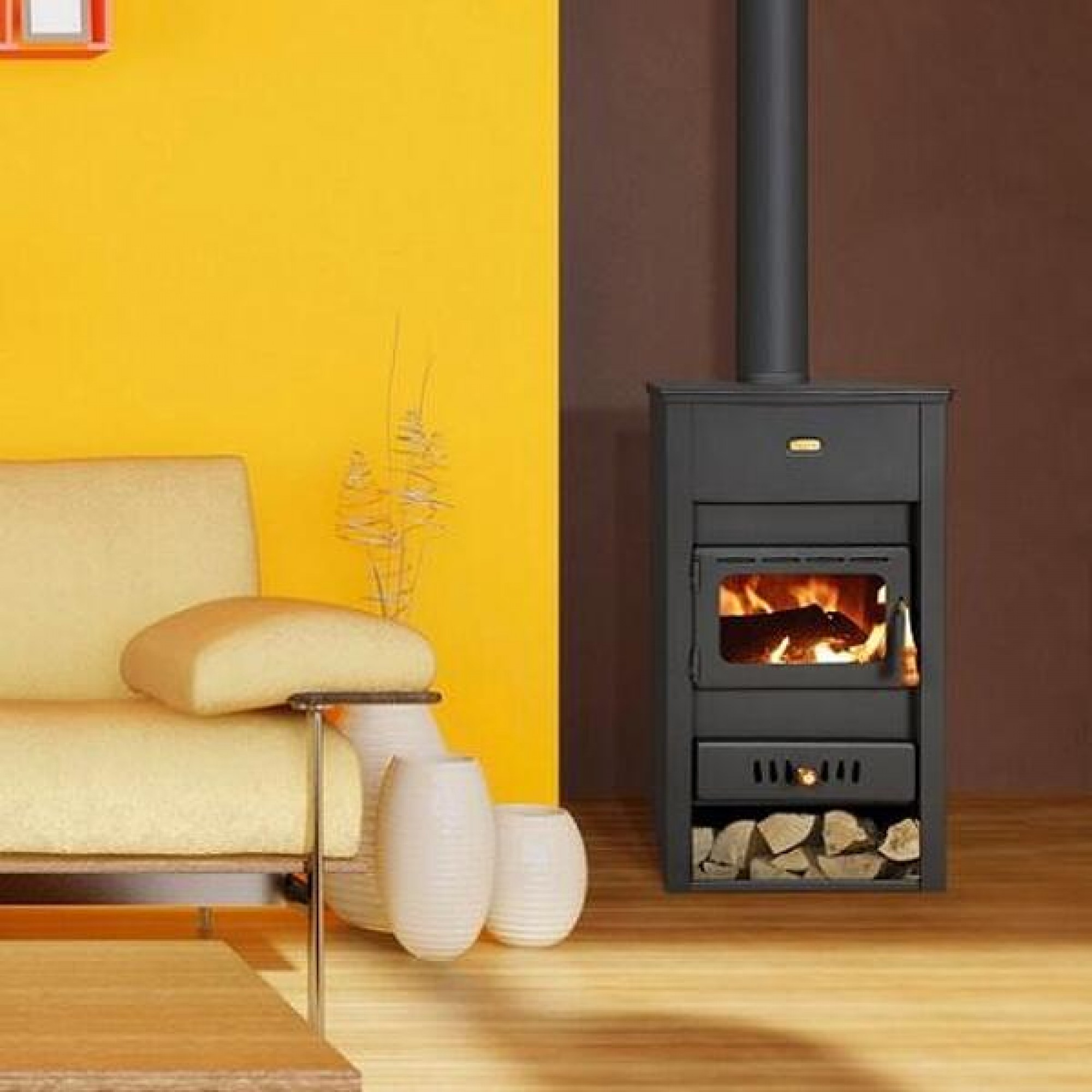 Wood burning stove with back boiler Prity K2 CP W13, 9.9kW – Best Price ...