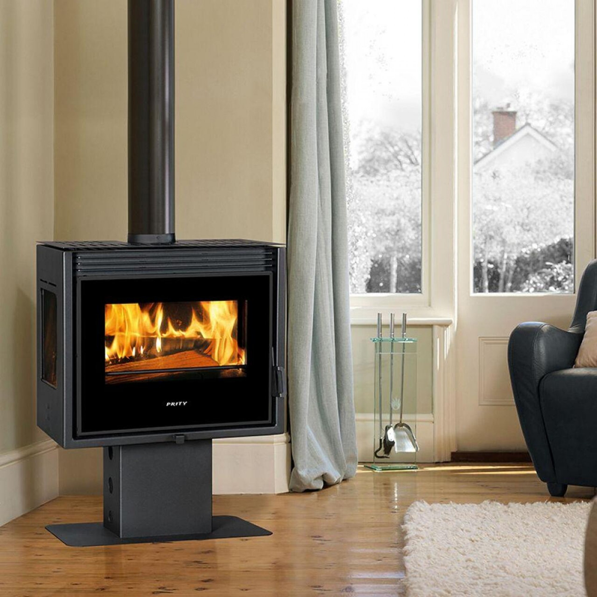 ᐉ Wood burning stove Prity PM3L TV 13kW, Log – Top Prices ...