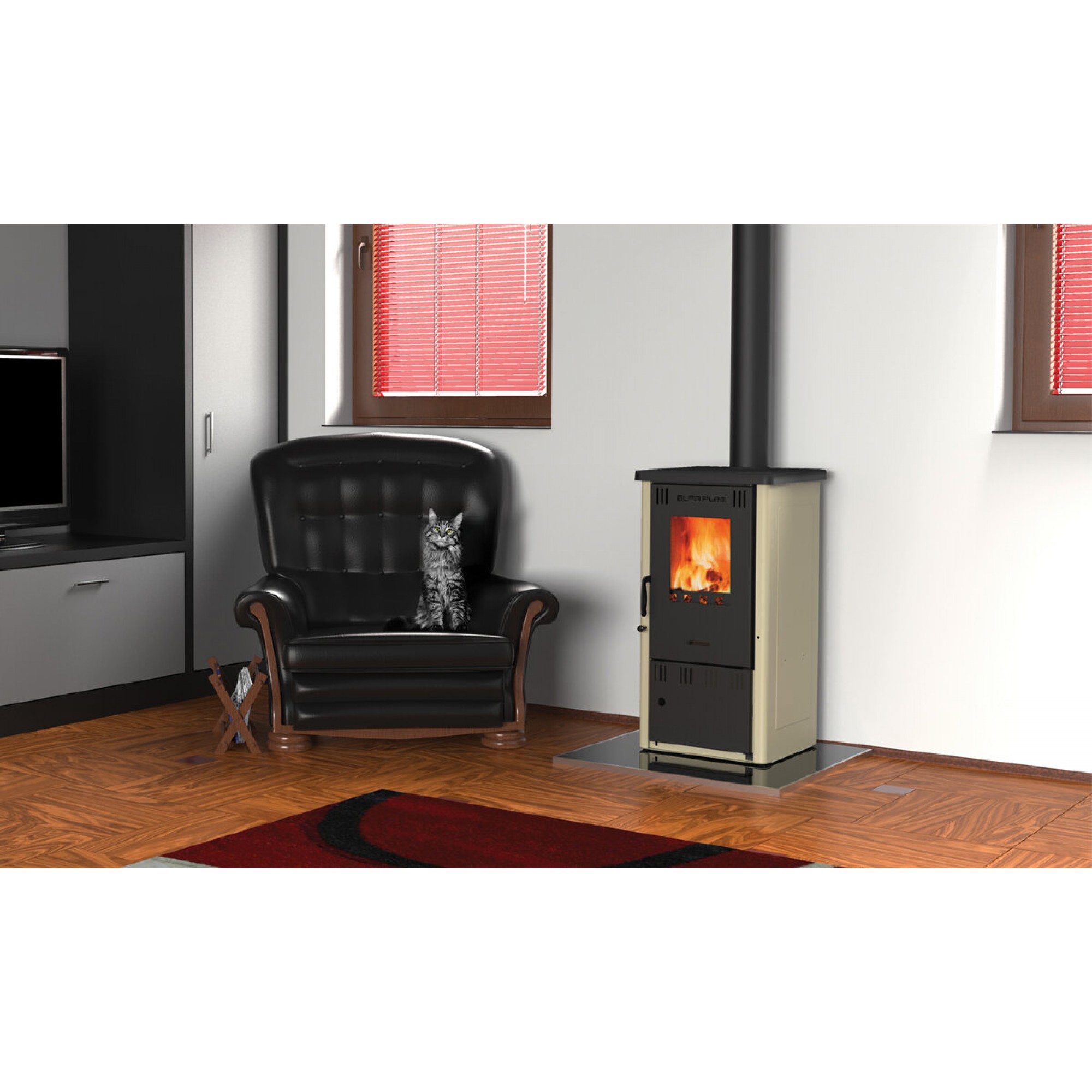 ᐉ Wood burning stove Alfa Plam Elita 2 Ivory, 6kW, Log – Top Prices | BalkanEnergy.CO.UK