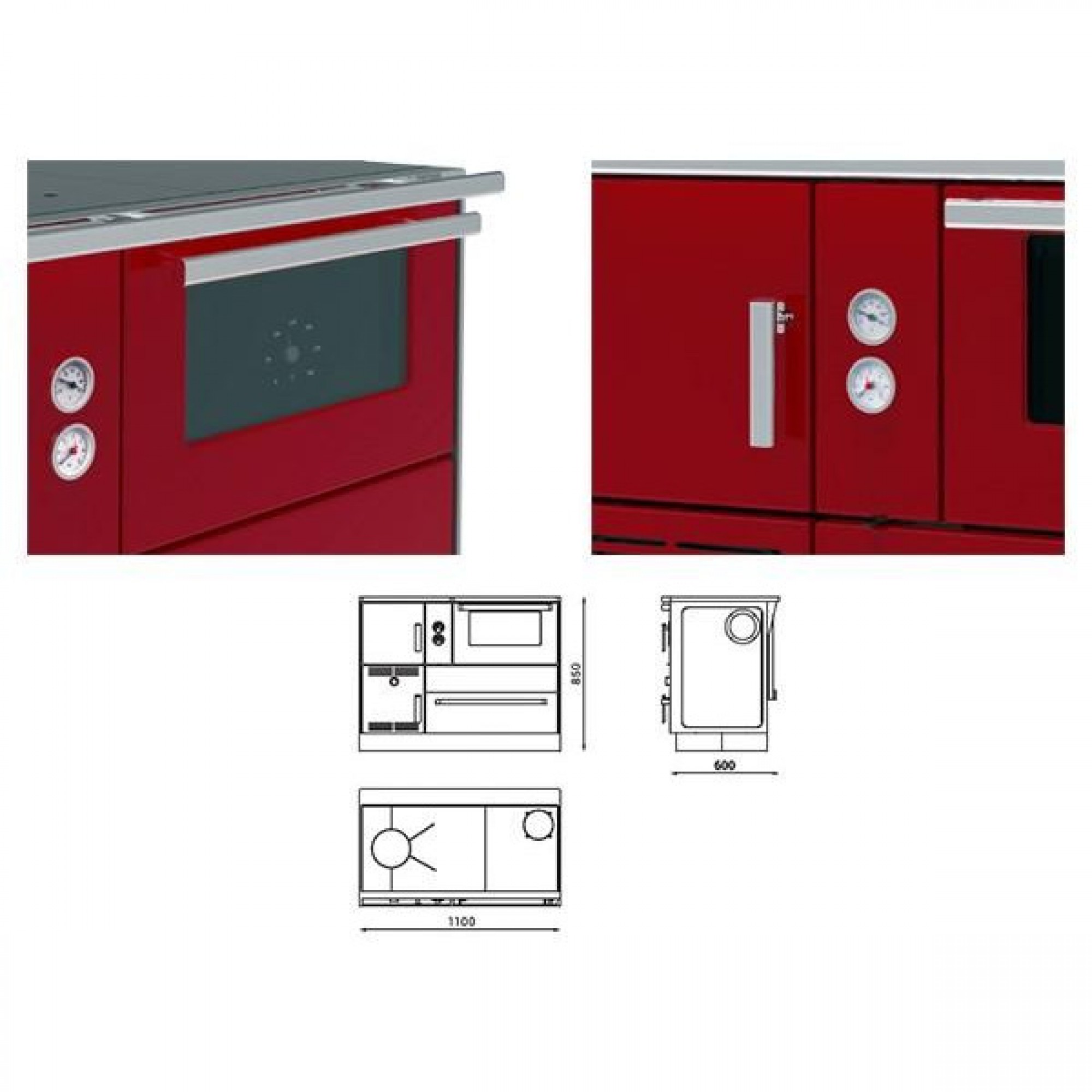 Wood cooker stove with back boiler Alfa Plam Alfa Term 35 Red Right ...