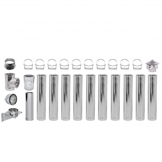 Flue kit Stainless steel Insulated Ф130 (inner diameter), 11.7m – Best ...