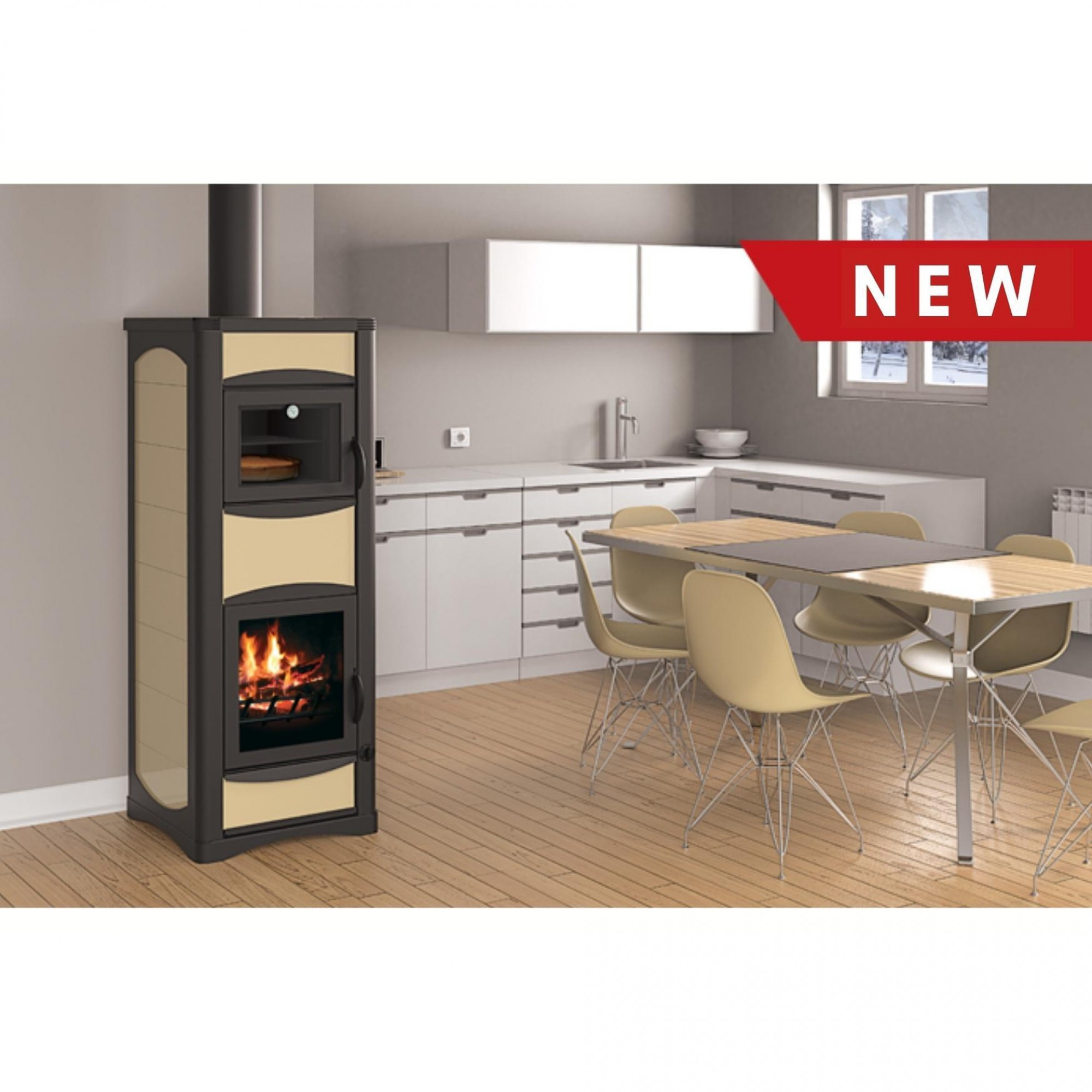 Wood Burning Stove With Back Boiler and Oven Alfa Plam Paollo F, 20 kW ...