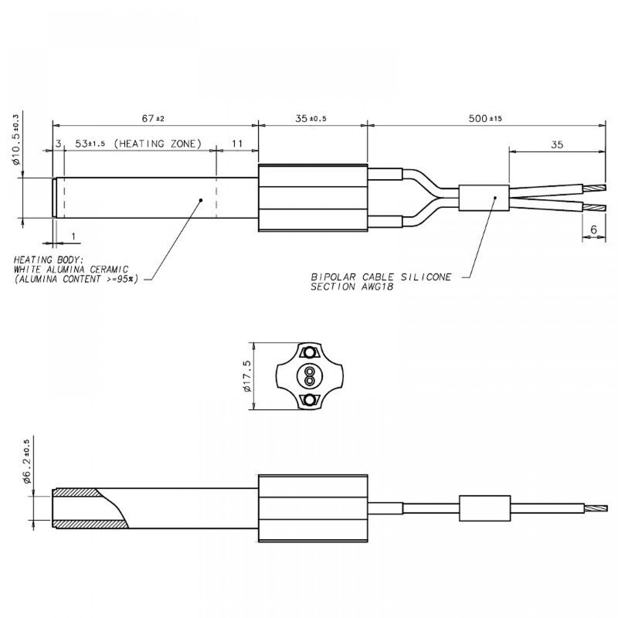 ᐉ Ceramic Igniter / Heating element for pellet stoves, total length ...