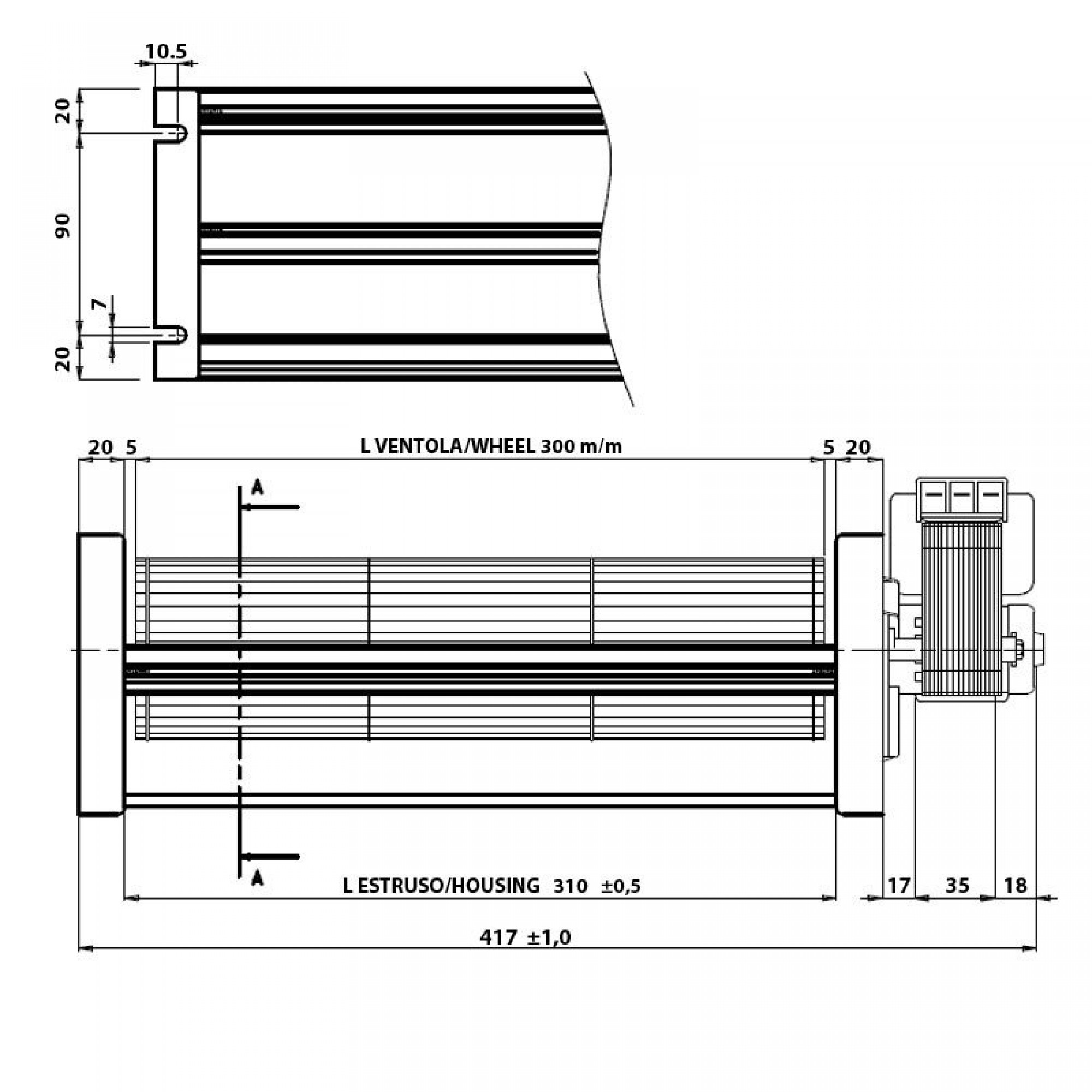 Tangential fan Fergas for pellet stoves Eva Calor, Sideros and others ...