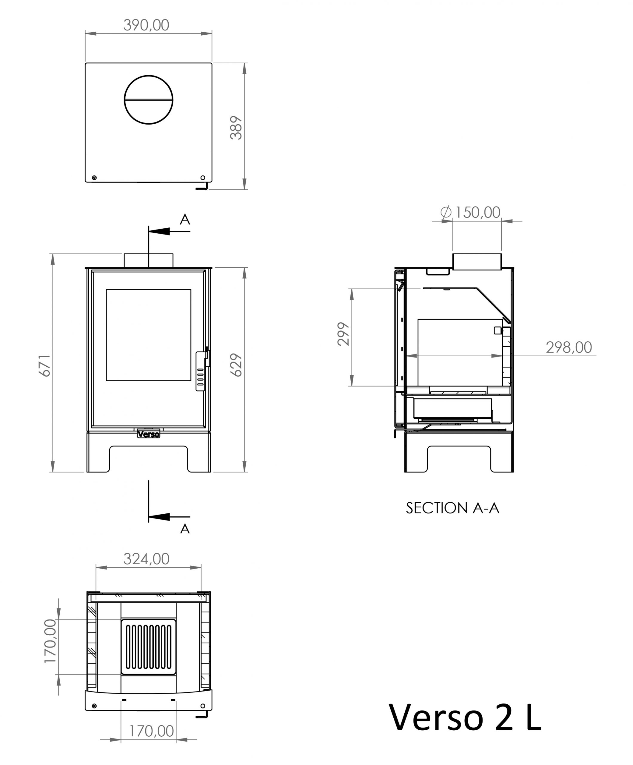 ᐉ Wood burning stove Verso 2L, 5 kW – Top Prices | BalkanEnergy.CO.UK