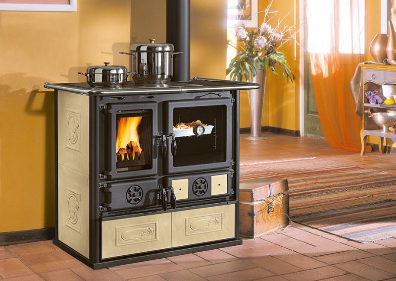 Italian wood cooker stove La Nordica Rosa ecru, 8.8kW – Best Price ...