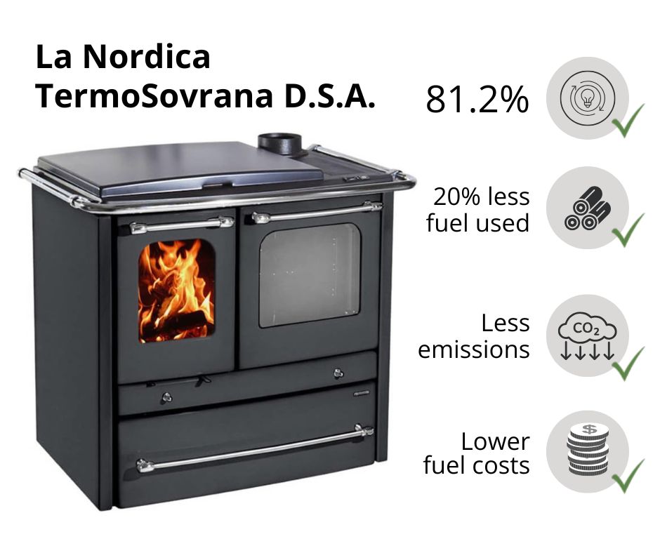 Italian wood cooker stove with back boiler La Nordica TermoSovrana D.S ...